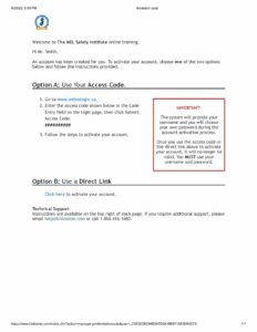 Activation email instructions – MEL Safety Institute